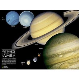 The Solar System - Our Sun's Family NGS Wall Map PAPER | Stanfords