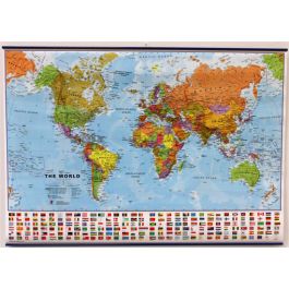 World Maps International Political Wall Map SMALL with flags HANGING ...