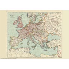 Stanford's Tourists' Map of Europe (1928) - A3 Wall Map, Canvas - Print ...