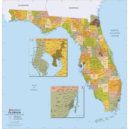 Florida ZIP Code Map with Counties - Standard | Stanfords