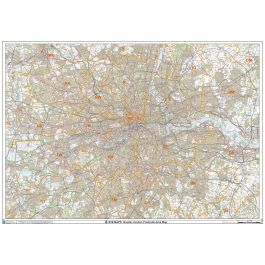 Greater London Postcode Area Wall Map | Stanfords