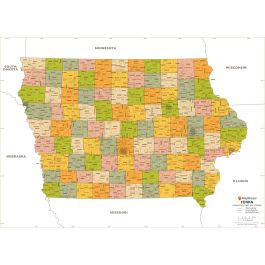 Iowa ZIP Code Map with Counties - Standard | Stanfords