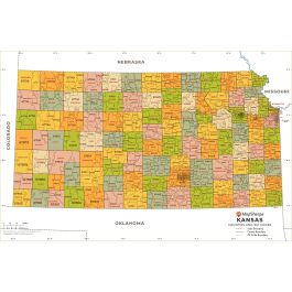 Kansas ZIP Code Map with Counties - Standard | Stanfords