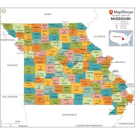 Missouri Counties Map - Extra Large | Stanfords