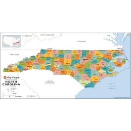 North Carolina Counties Map - Large | Stanfords