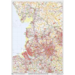 North West England Postcode Sector Wall Map (S12) | Stanfords