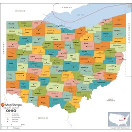 Ohio Counties Map - Extra Large Map | Stanfords