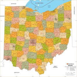 Ohio ZIP Code Map with Counties - Large Map | Stanfords