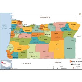 Oregon Counties Map - Standard Map | Stanfords