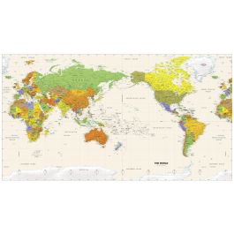 Pacific-Centered World Wall Map | Stanfords
