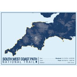 South West Coast Path National Trail Map Print Map | Stanfords