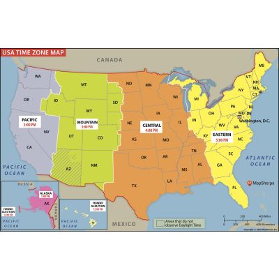 Time Zones Usa Map Of USA States With Pin And Time Zones