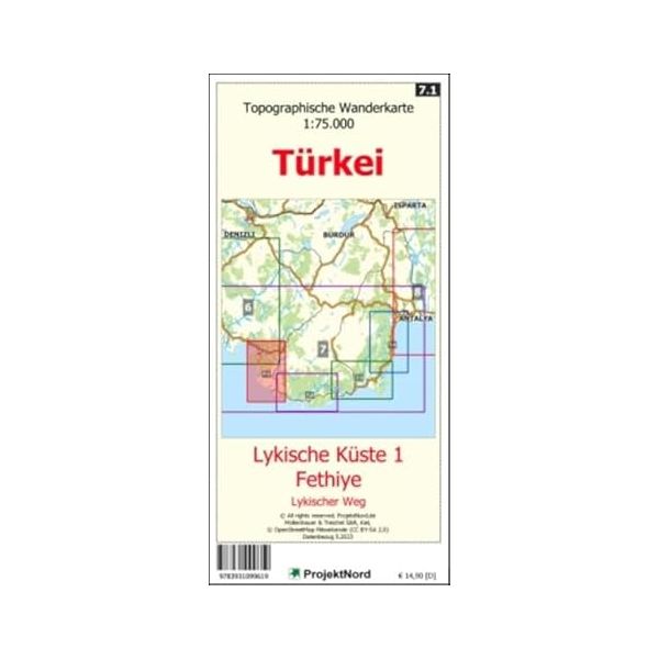 Lycian Coast 1: Fethiye · Lycian Way [7.1] 1:75,000 Topographic Map ...