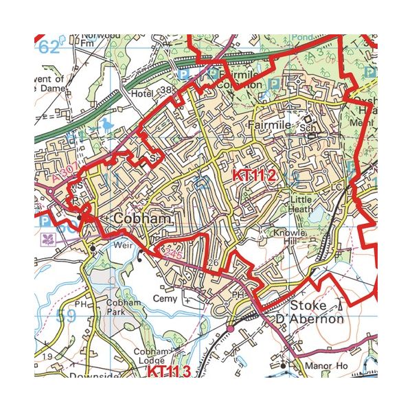 Kingston-Upon-Thames - KT - Postcode Wall Map | Stanfords