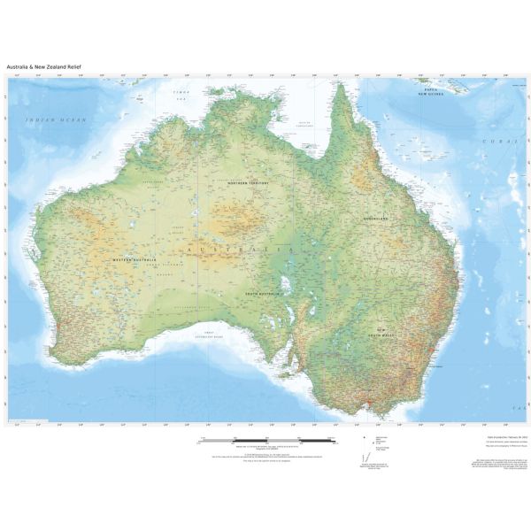 Regional Relief - Australia & New Zealand map | Stanfords