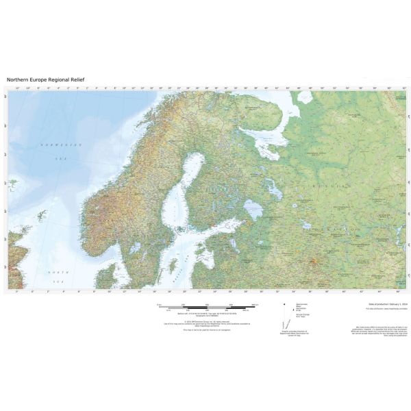 Regional Relief - Northern Europe map | Stanfords