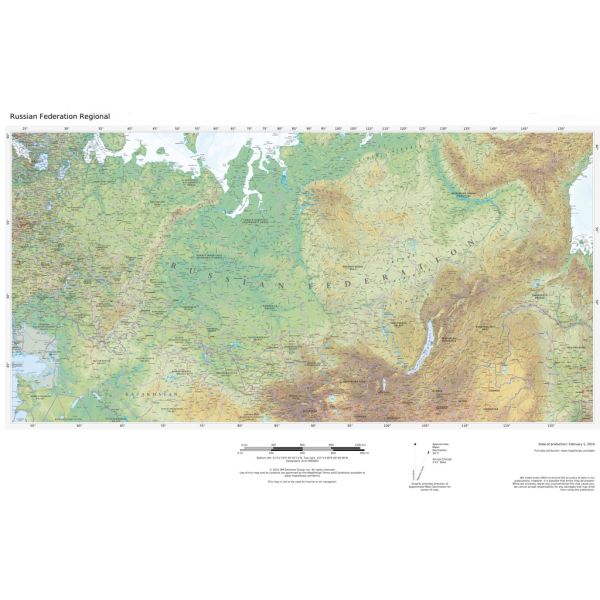 Regional Relief - Russian Federation map | Stanfords