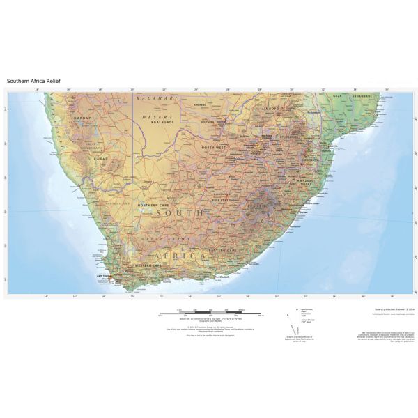 Regional Relief - Southern Africa map | Stanfords