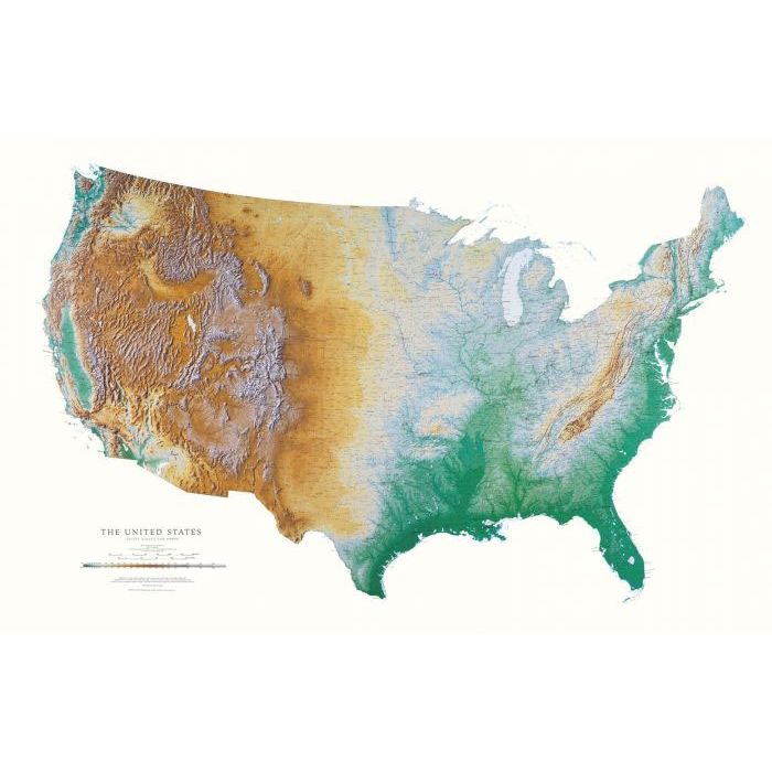 United States Raven Maps Physical Wall Map LAMINATED | Stanfords
