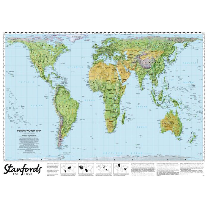 World Peters Projection Physical Wall Map PAPER | Stanfords