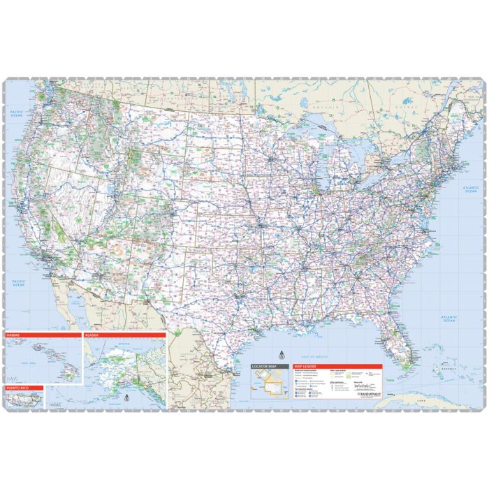 Us Road Map Highways United States Of America USA Roads Water And