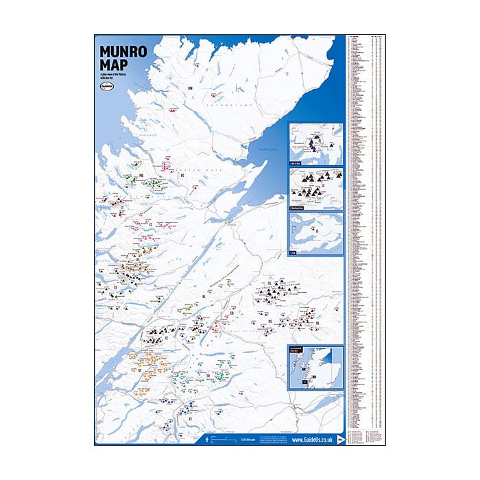 Munro Map GuideUs Wall Map with Tick List | Stanfords