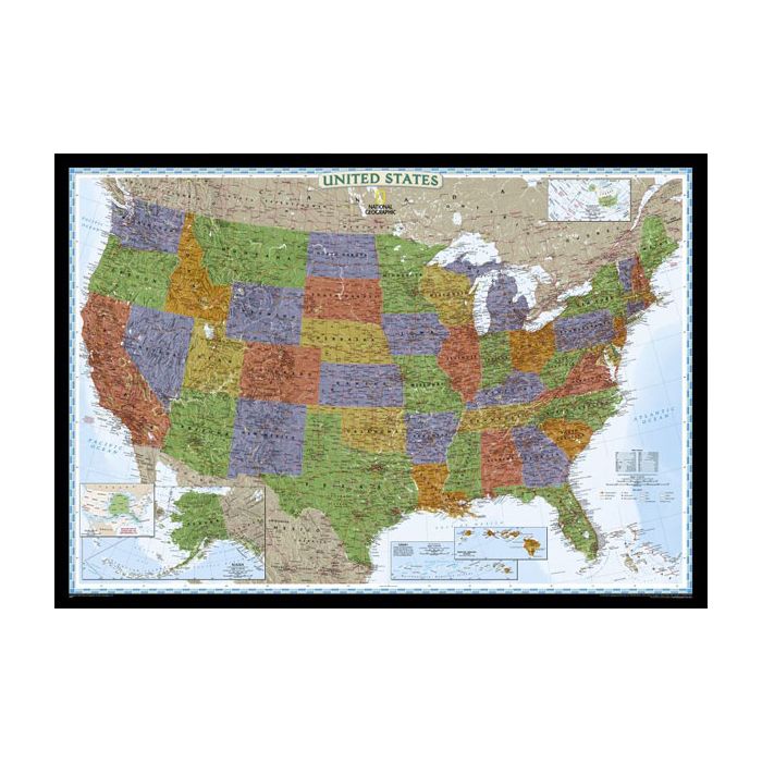 United States NGS Decorator Wall Map LAMINATED | Stanfords United States NGS Decorator Wall Map LAMINATED | Stanfords
