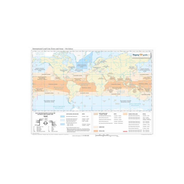 International World Load Line Zones and Areas Map | Stanfords