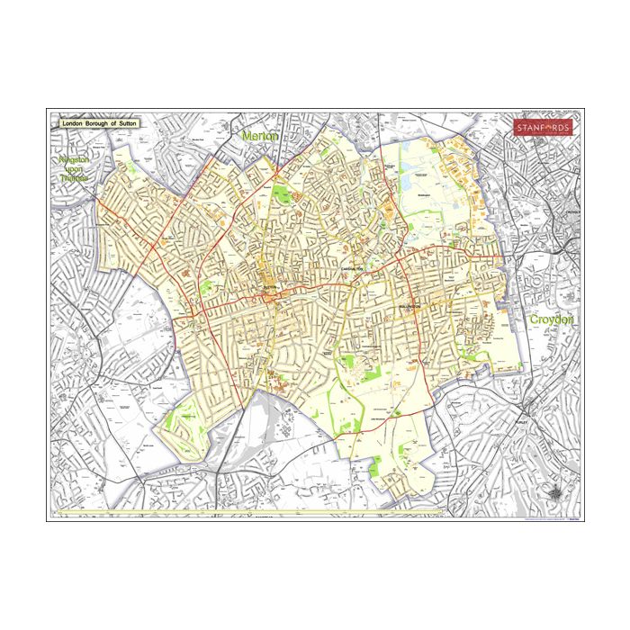 London: Sutton Borough Map - Stanfords Print on Demand | Stanfords