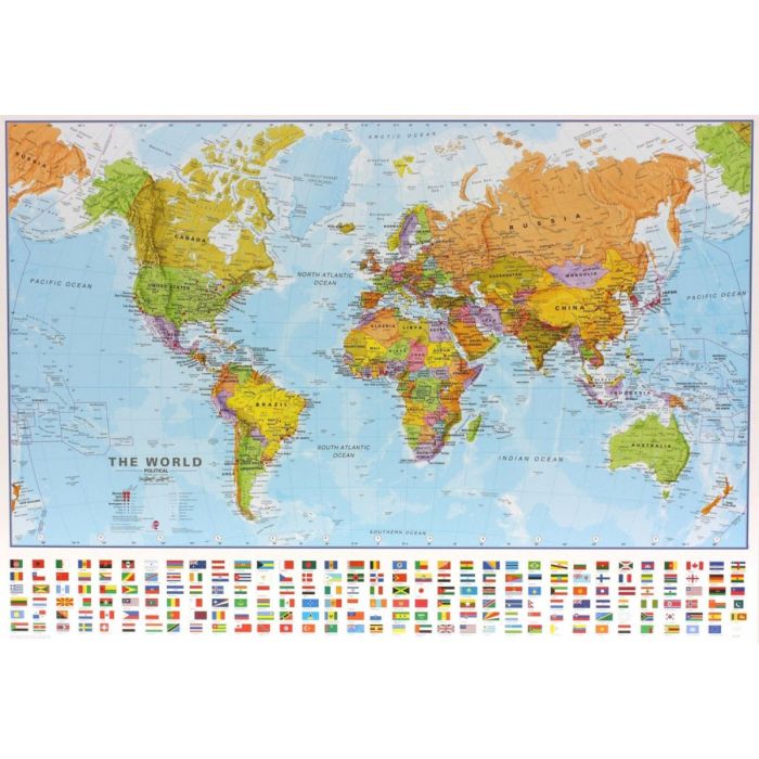 World Maps International Political Wall Map MEDIUM LAMINATED | Stanfords