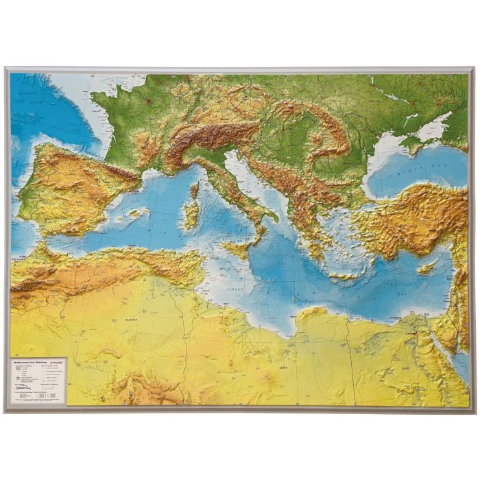 Mediterranean Sea Raised Relief Wall Map | Stanfords