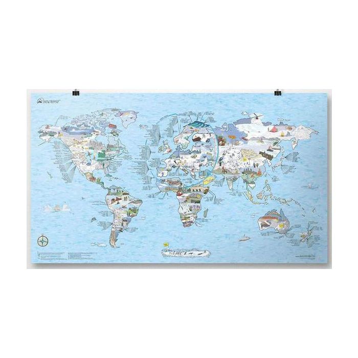World Awesome Maps Snowtrip Wall Map W97.5 x H56 cm | Stanfords