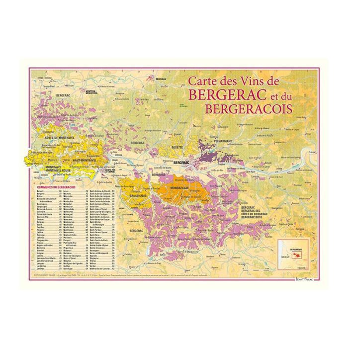 Bergerac and Bergeracois Editions Benoit France Wine Map | Stanfords