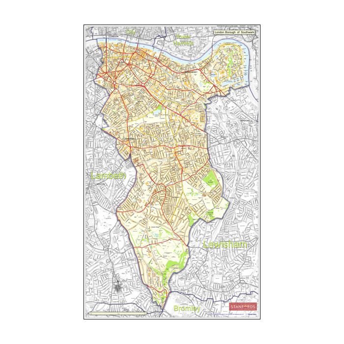 London: Southwark Borough Map - Stanfords Print on Demand | Stanfords