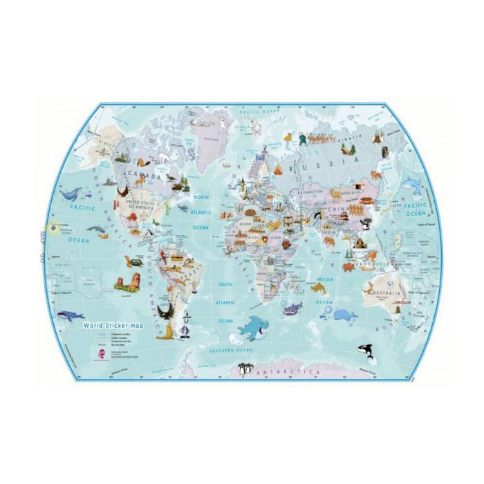 World Illustrated Sticker Maps International Wall Map | Stanfords