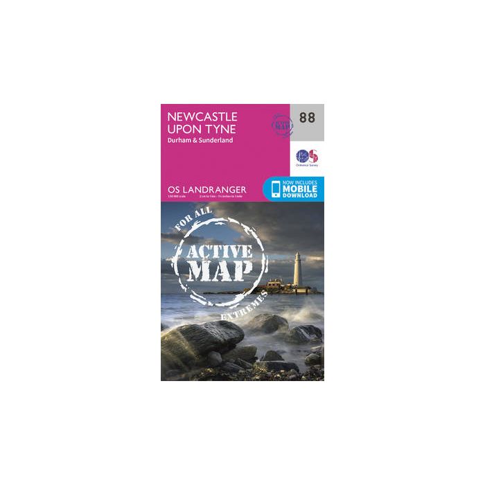 Newcastle upon Tyne, Durham & Sunderland OS Landranger Active Map 88 ...