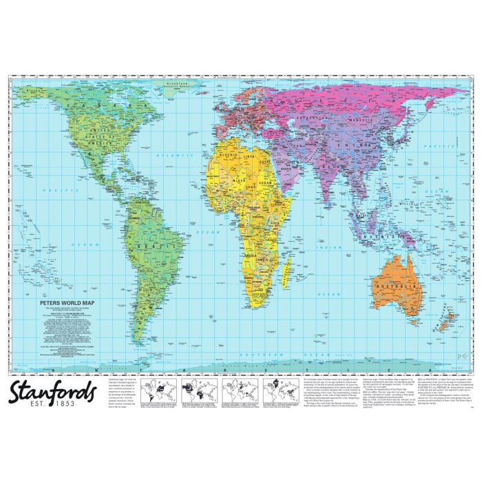 World Peters Projection Political Wall Map PAPER | Stanfords