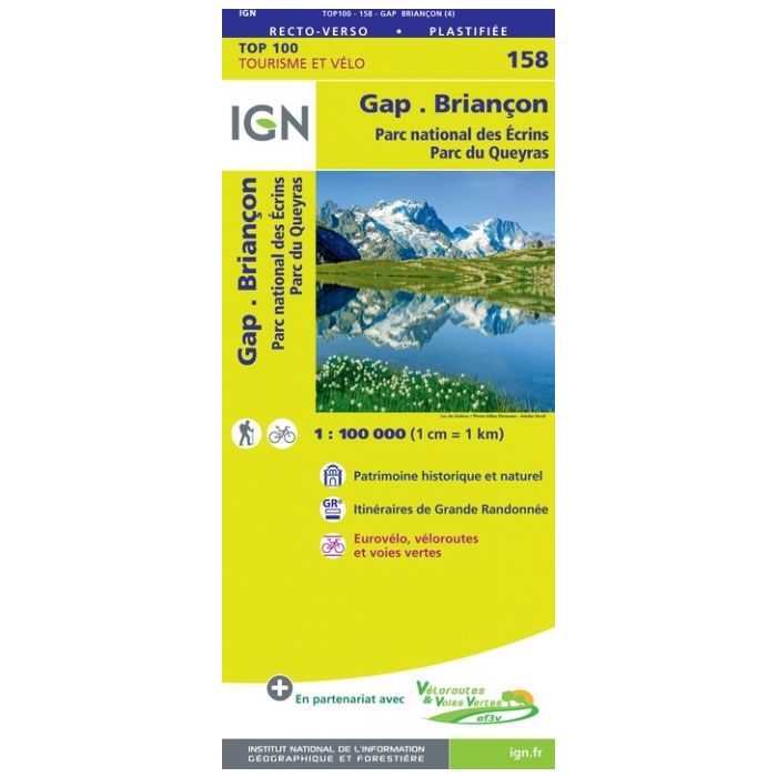 Gap - Briancon - PN des Ecrins - Parc du Queyras IGN TOP100 158 | Stanfords
