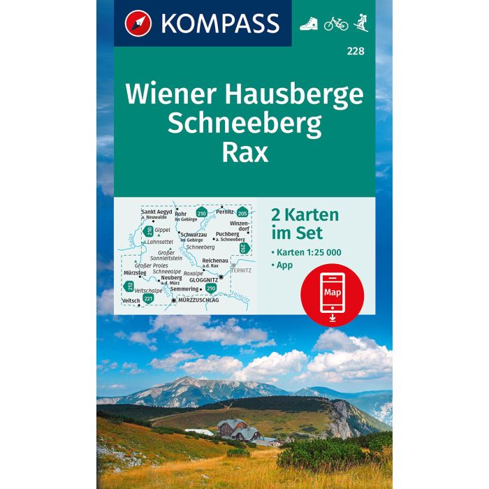 Wiener Hausberge - Schneeberg - Rax Kompass 2-Map Set 228 | Stanfords