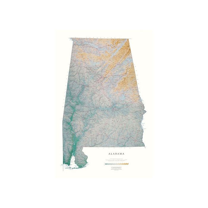 Alabama Raven Maps Physical Wall Map PAPER | Stanfords