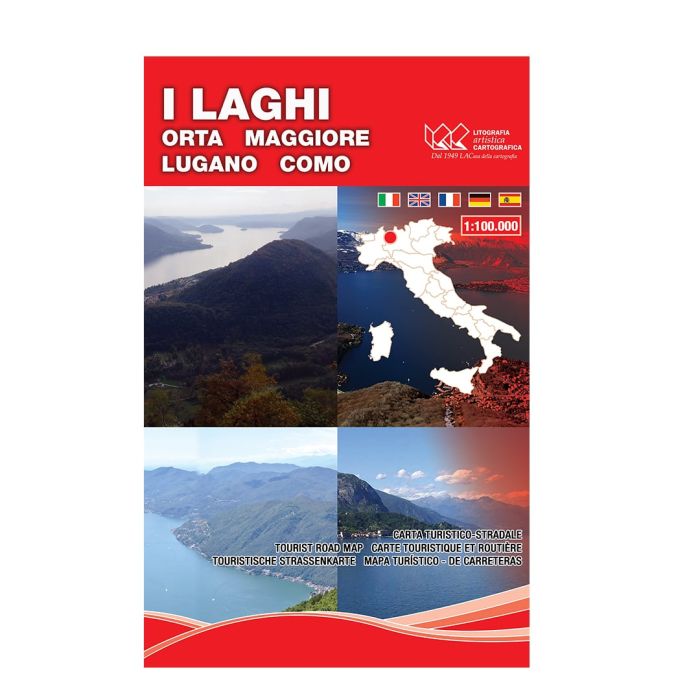 Lakes Orta, Maggiore, Lugano and Como, Italy 1:100,000 LAC Tourist Road ...