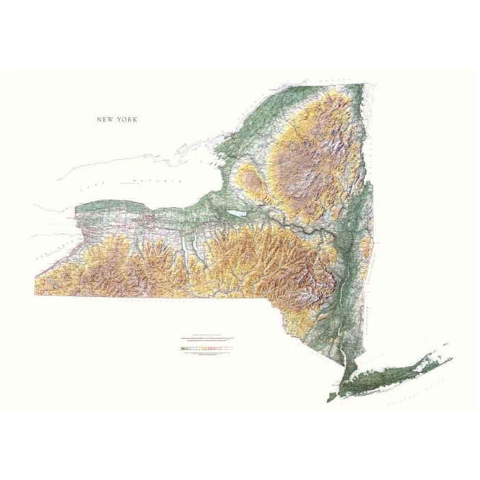 New York Raven Maps Physical Wall Map PAPER | Stanfords
