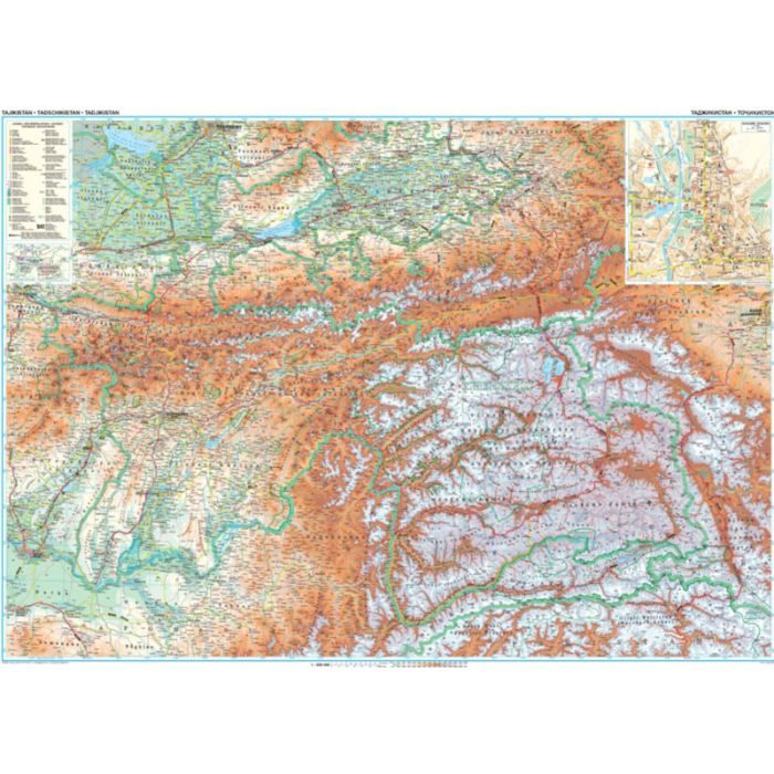 Tajikistan Gizi Geographical Wall Map 125x88cm | Stanfords