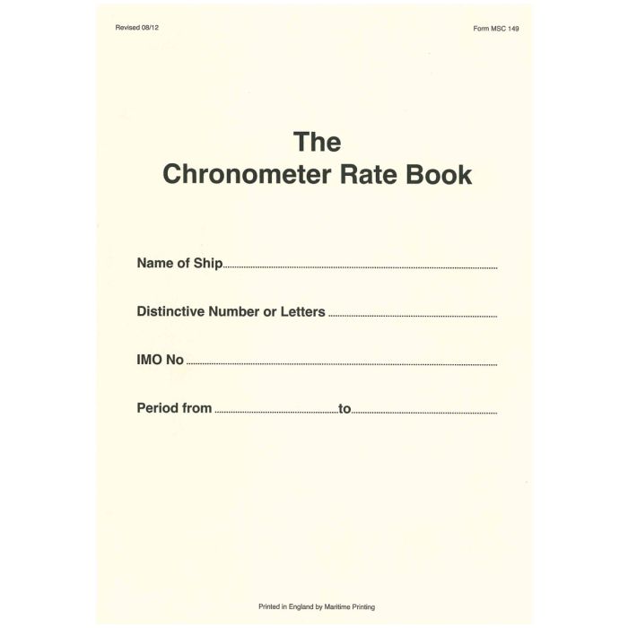 The Chronometer Rate Book | Stanfords