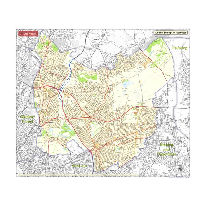 London: Redbridge Borough Map - Stanfords Print on Demand | Stanfords