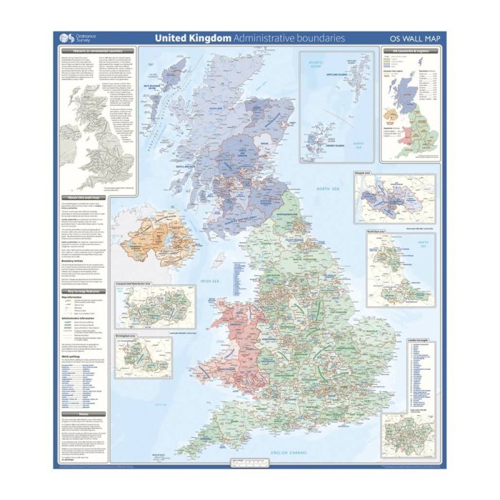 United Kingdom Administrative Boundaries OS Wall Map | Stanfords