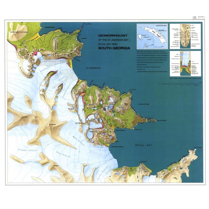 St Andrews Bay - Royal Bay, South Georgia BAS Geomorphology Wall Map ...