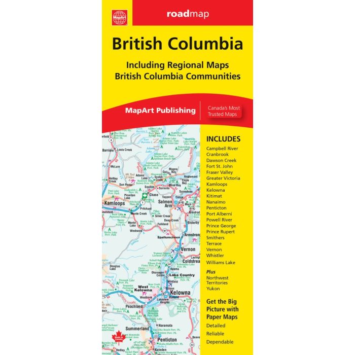 British Columbia, Canada [1288] MapArt Road Map 1:1,500,000 | Stanfords