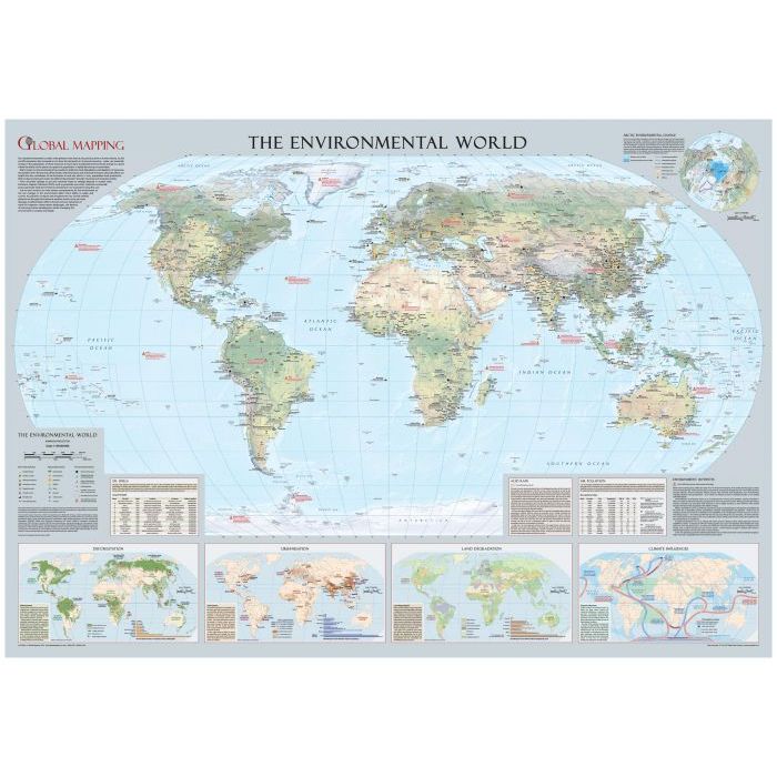 Environmental World Global Mapping Wall Map PAPER | Stanfords