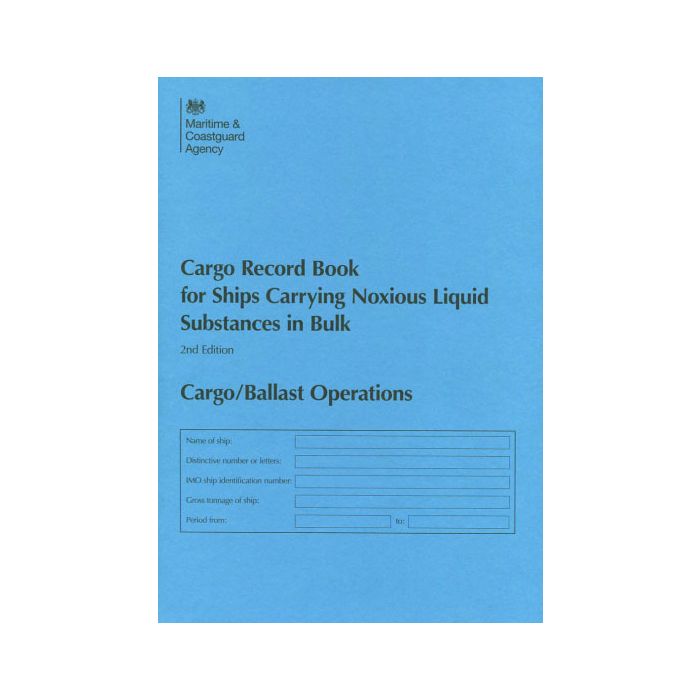 Cargo record book for ships carrying noxious liquid substances in bulk ...